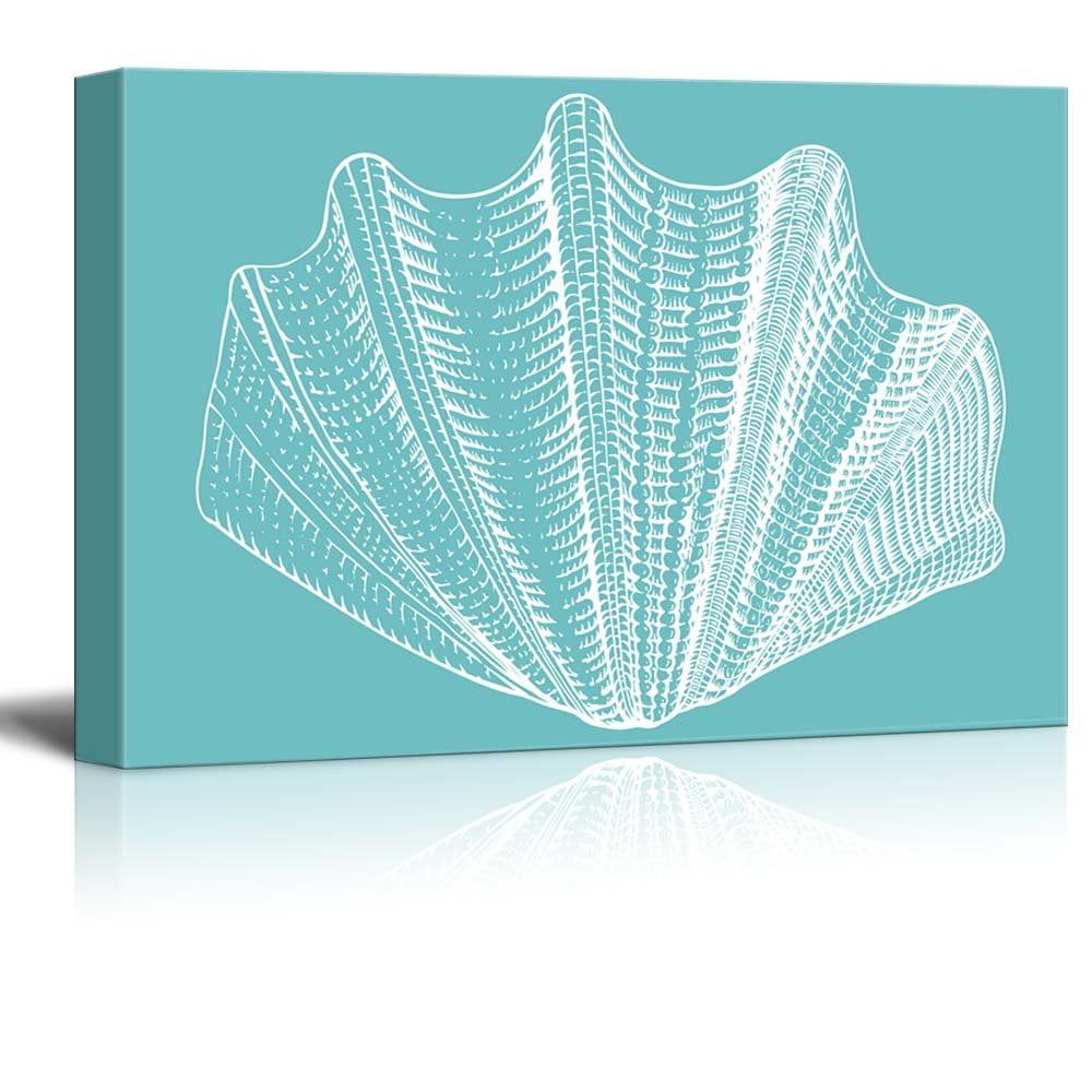 wall26 - Canvas Wll Art - Seashell on Teal Background - Giclee Print ...