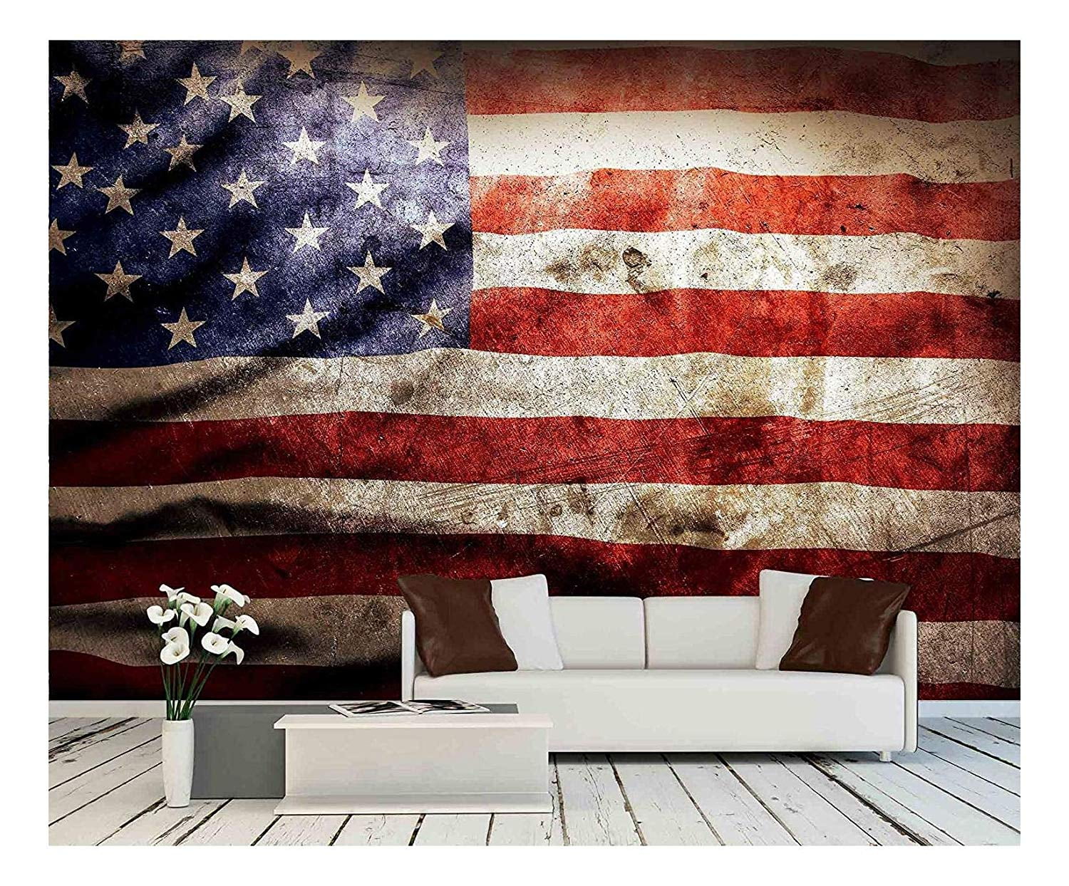 wall26 - Closeup of Grunge American Flag - Removable Wall Mural | Self ...
