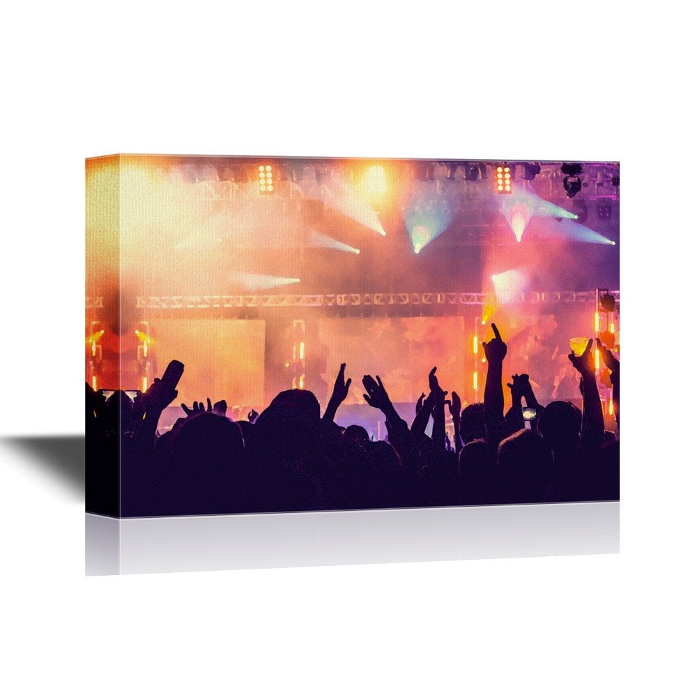wall26 - Concert Crowd Canvas Wall Art - Cheering Crowd in Front of ...
