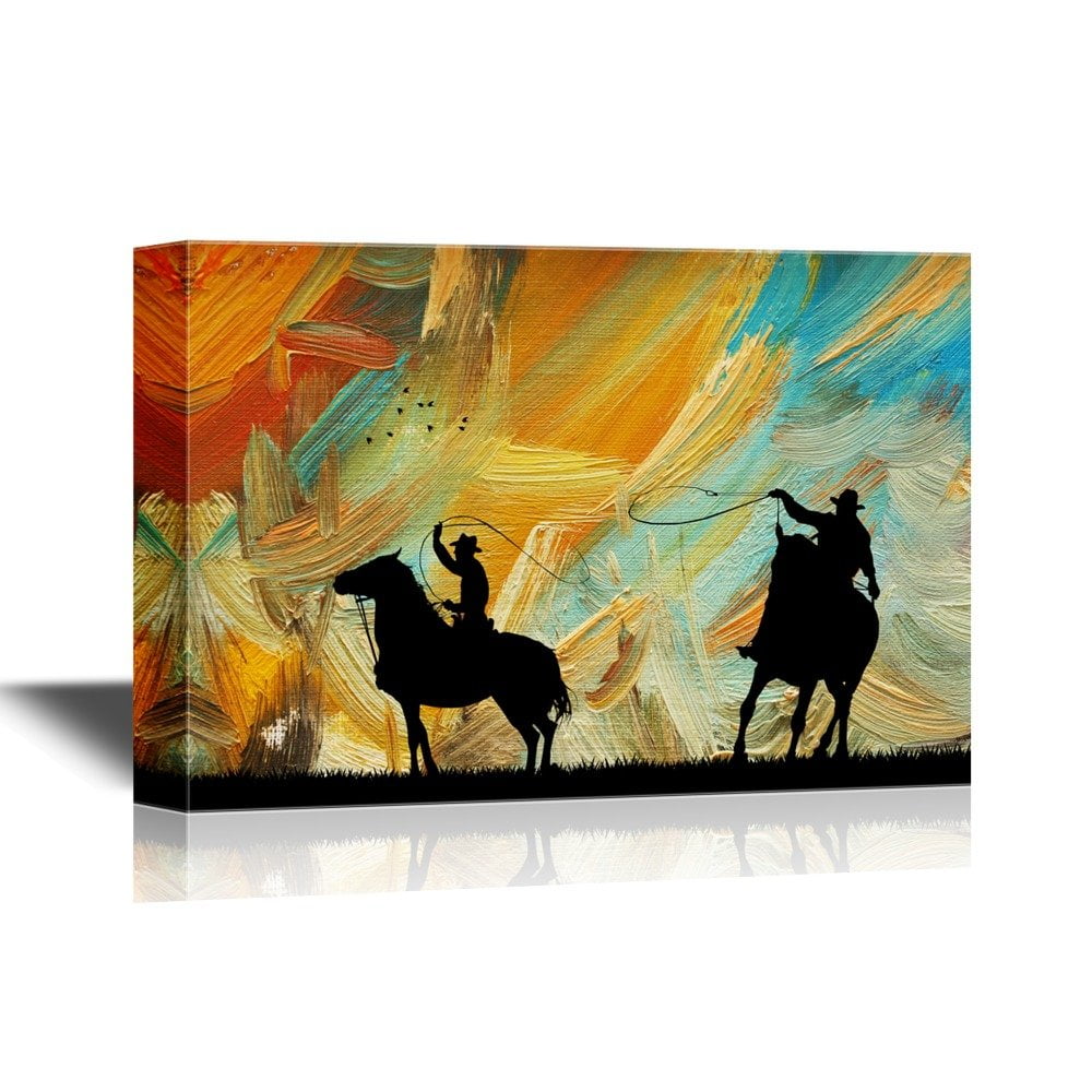 wall26 - Cowboy Canvas Wall Art - Rodeo Cowboy - Gallery Wrap Modern ...