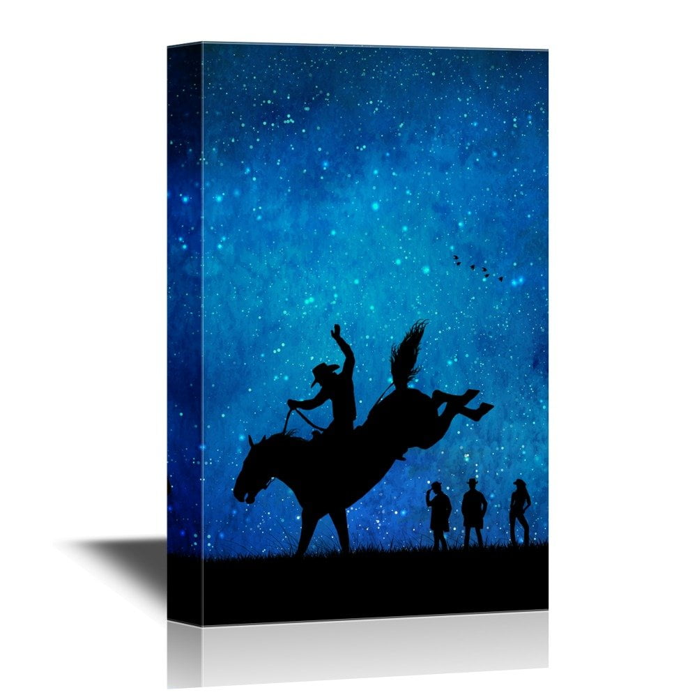 wall26 - Cowboy Canvas Wall Art - Rodeo Cowboy - Gallery Wrap Modern ...