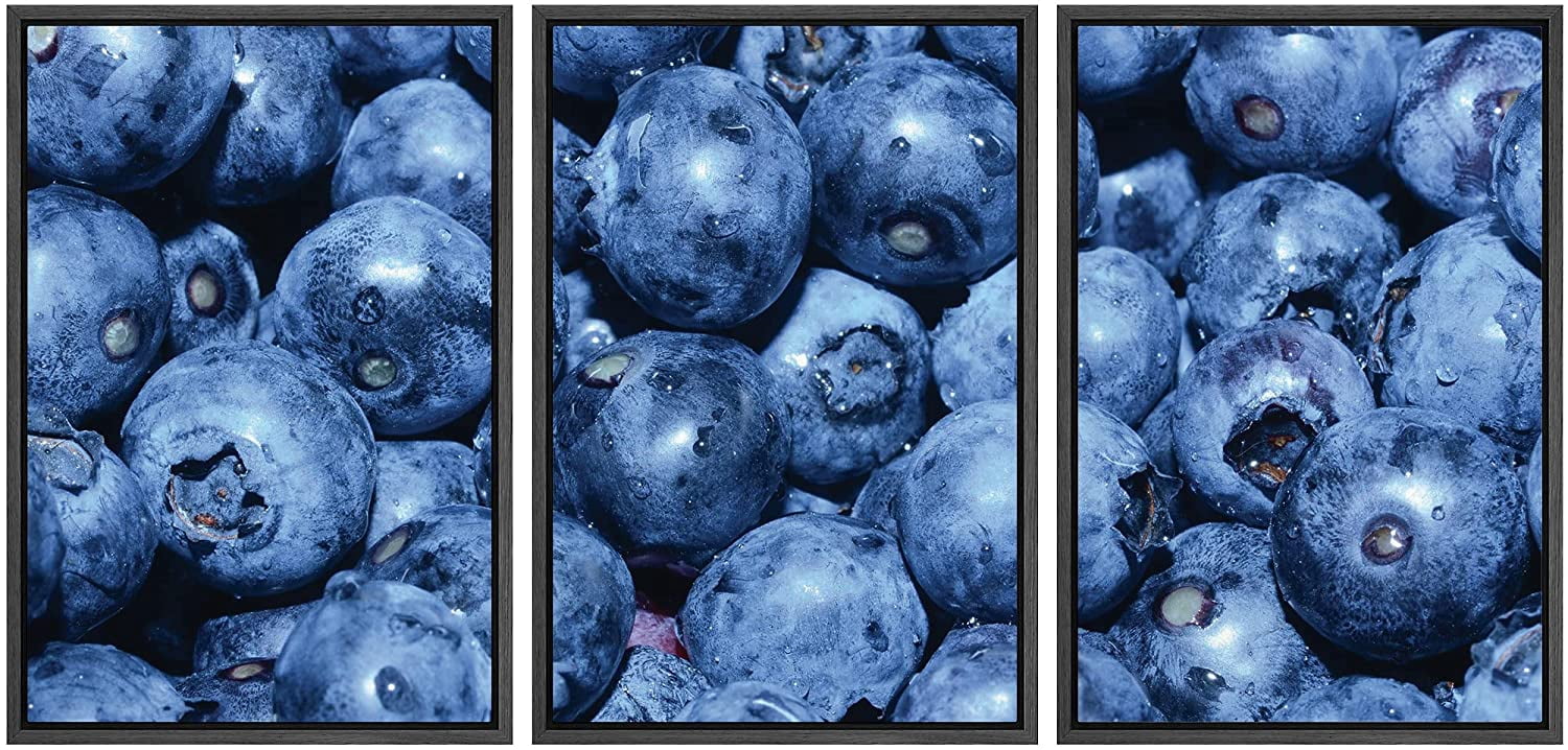 wall26 Framed Canvas Print Wall Art Aerial Close Up Blueberry Collage ...