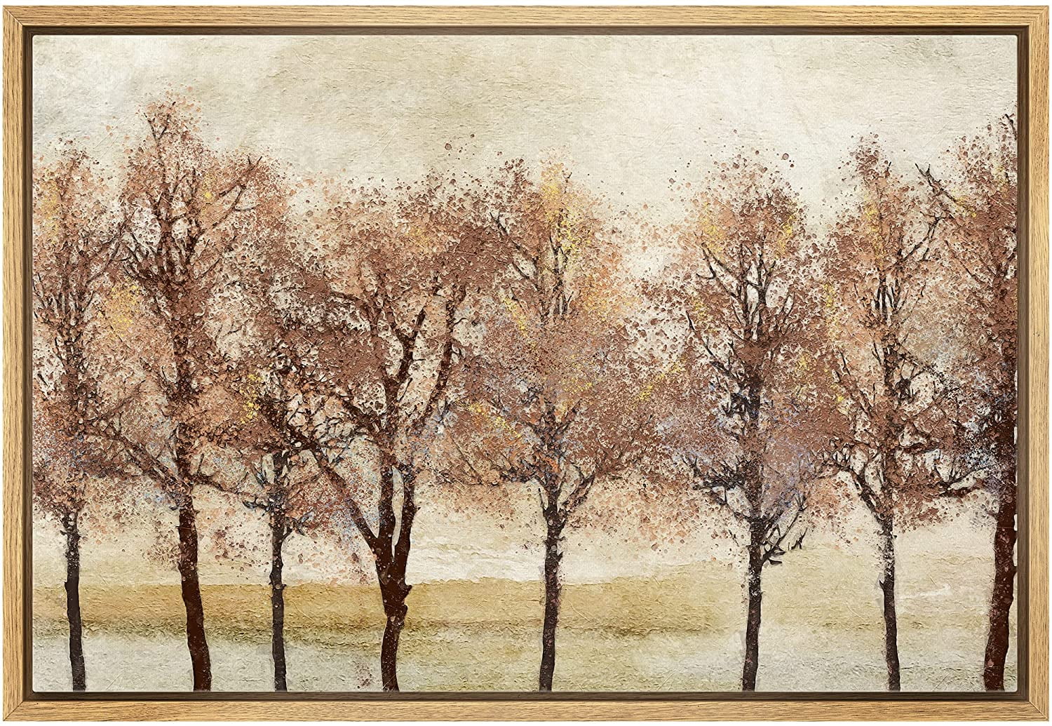 wall26 Framed Canvas Print Wall Art Autumn Fall Orange Leaf Forest Tree ...
