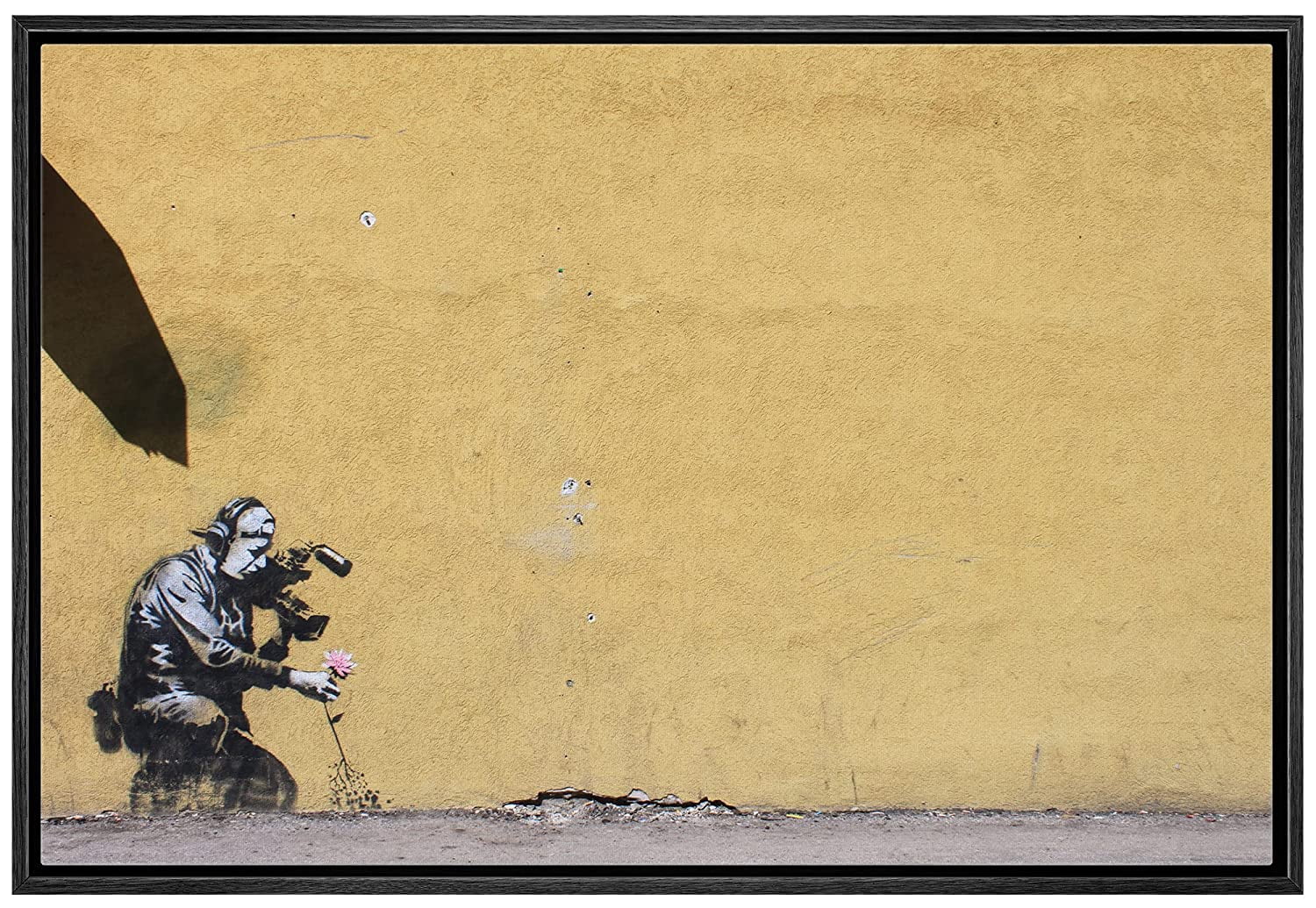 wall26 Framed Canvas Print Wall Art Banksy Camera Mean Pulls Pink ...