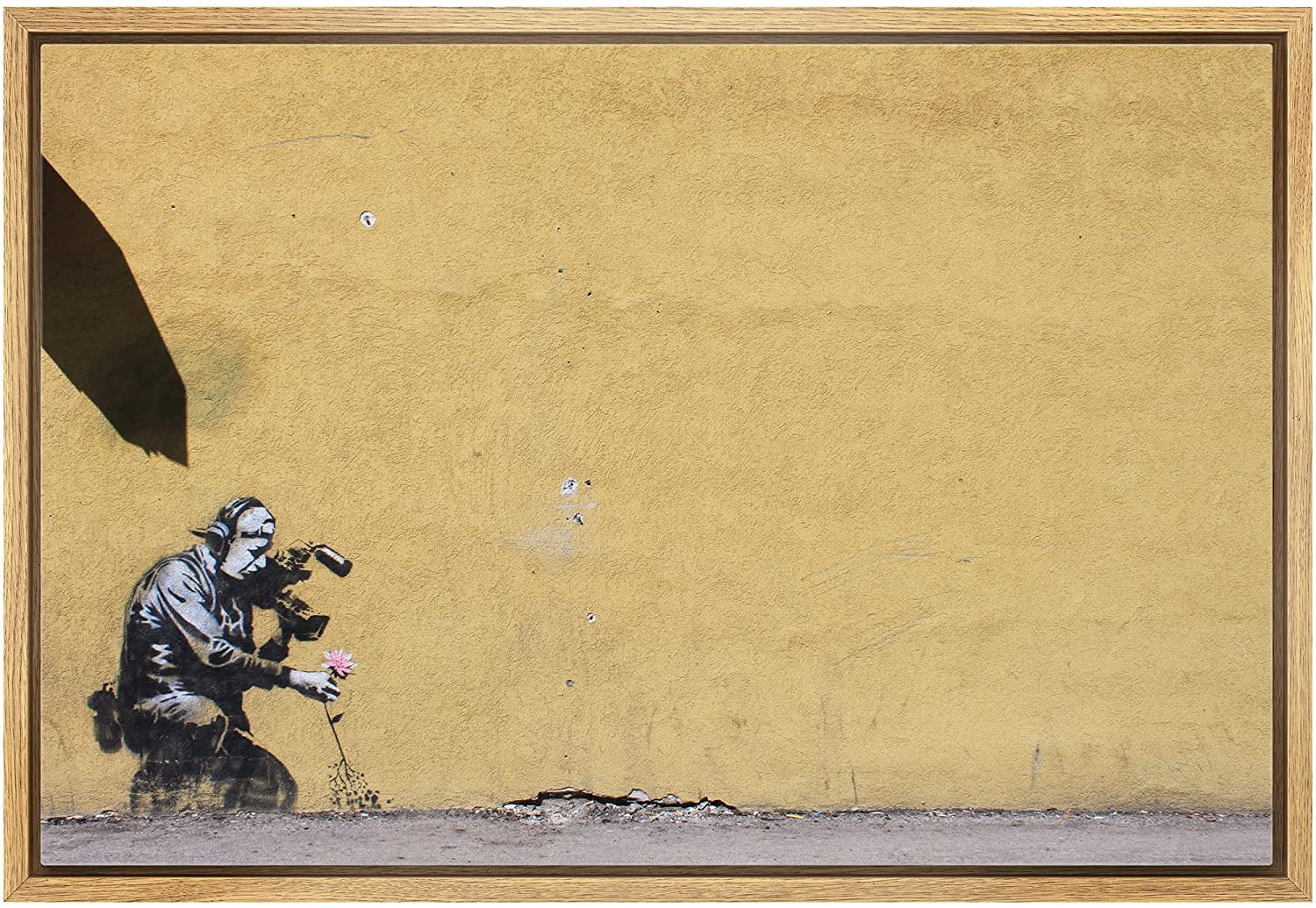 wall26 Framed Canvas Print Wall Art Banksy Camera Mean Pulls Pink ...