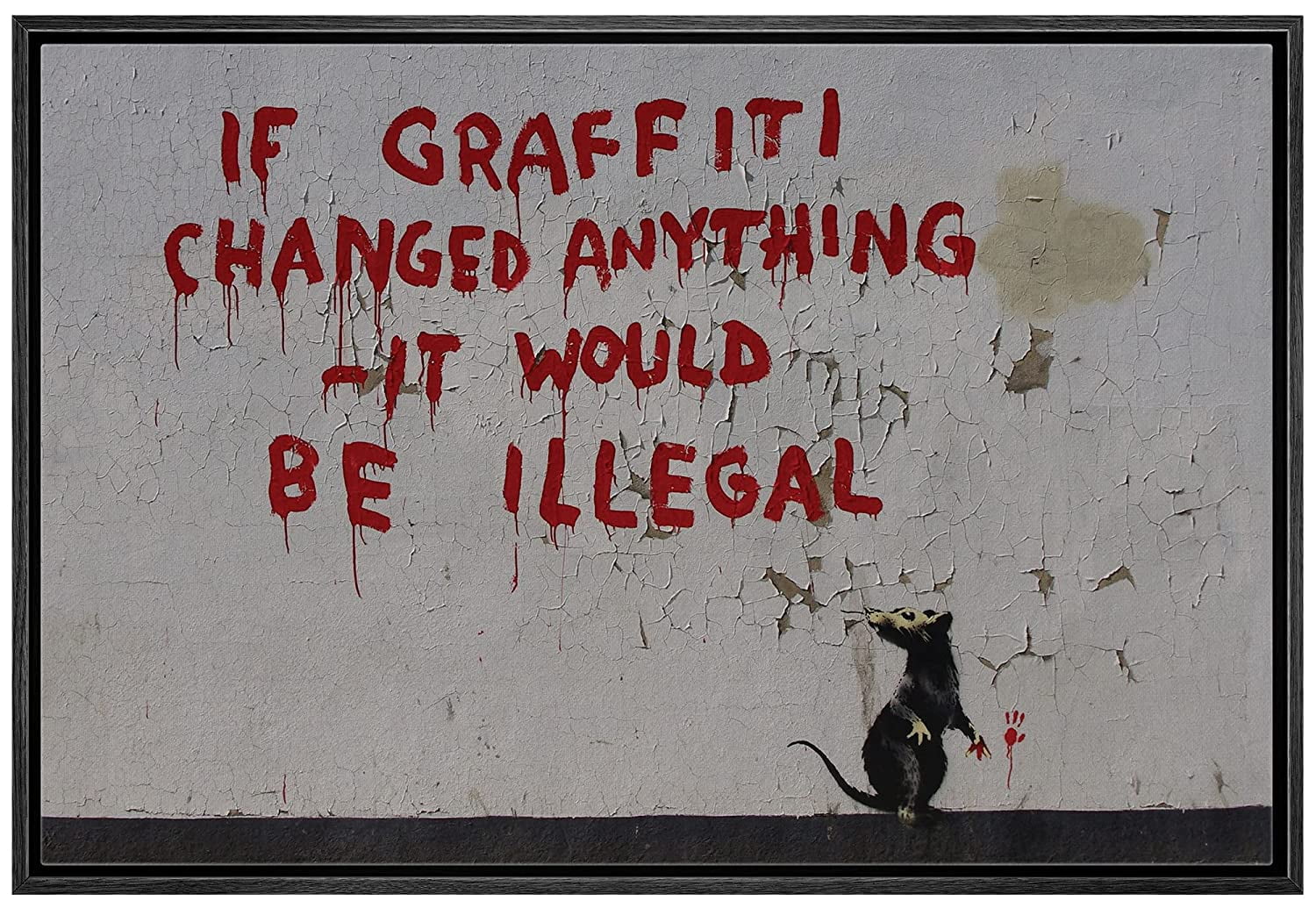 wall26 Framed Canvas Print Wall Art Banksy Graffiti Changed Anything ...