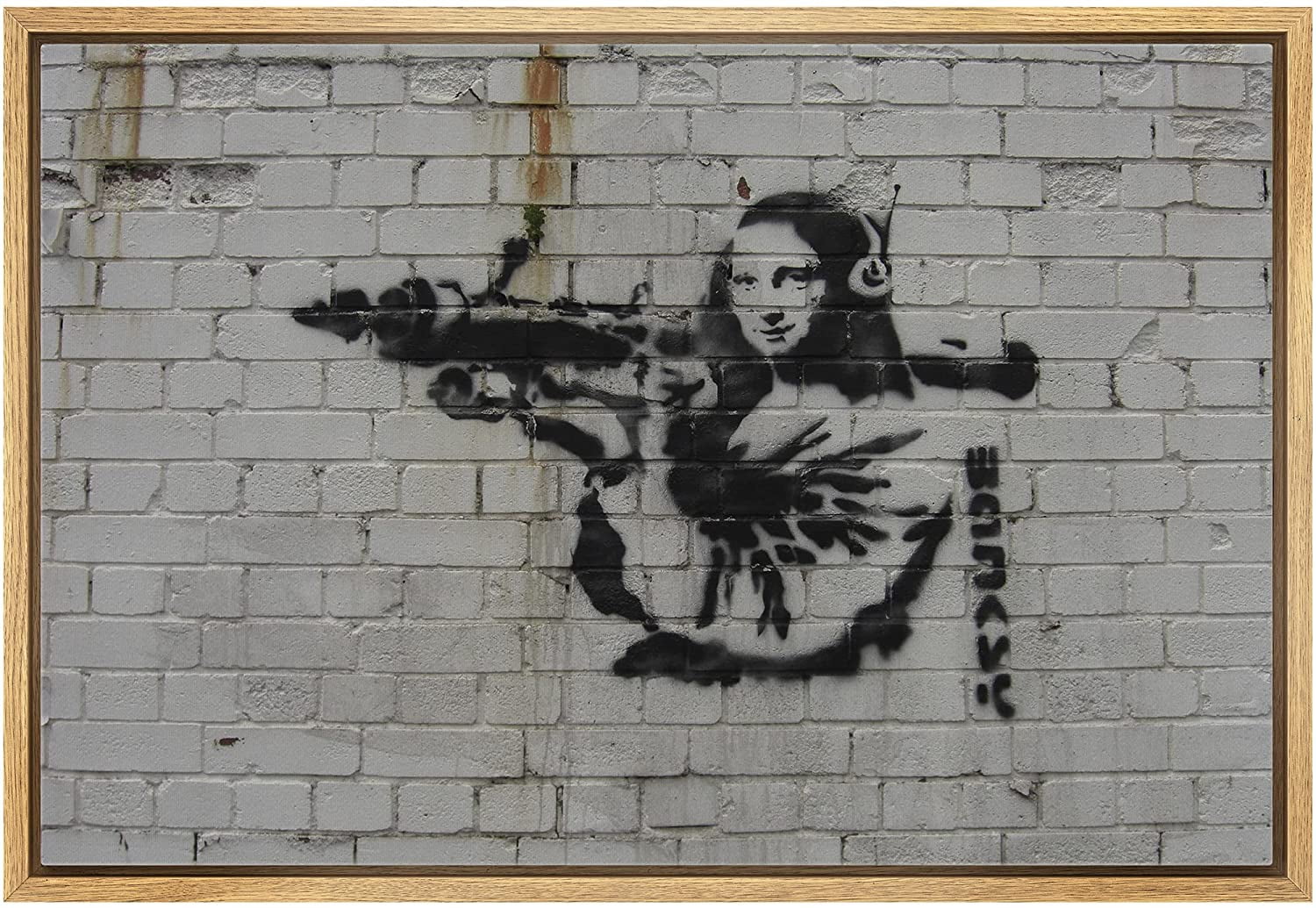 wall26 Framed Canvas Print Wall Art Banksy Mona Lisa with Rocket ...