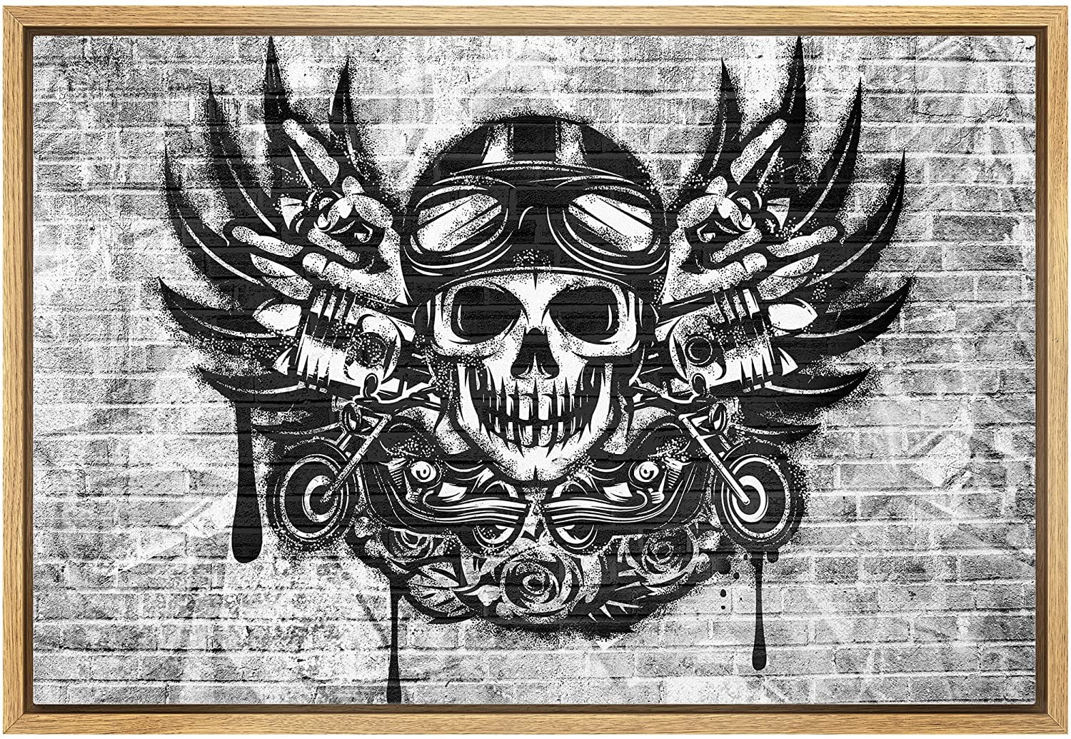 wall26 Framed Canvas Print Wall Art Black & White Spray Paint ...