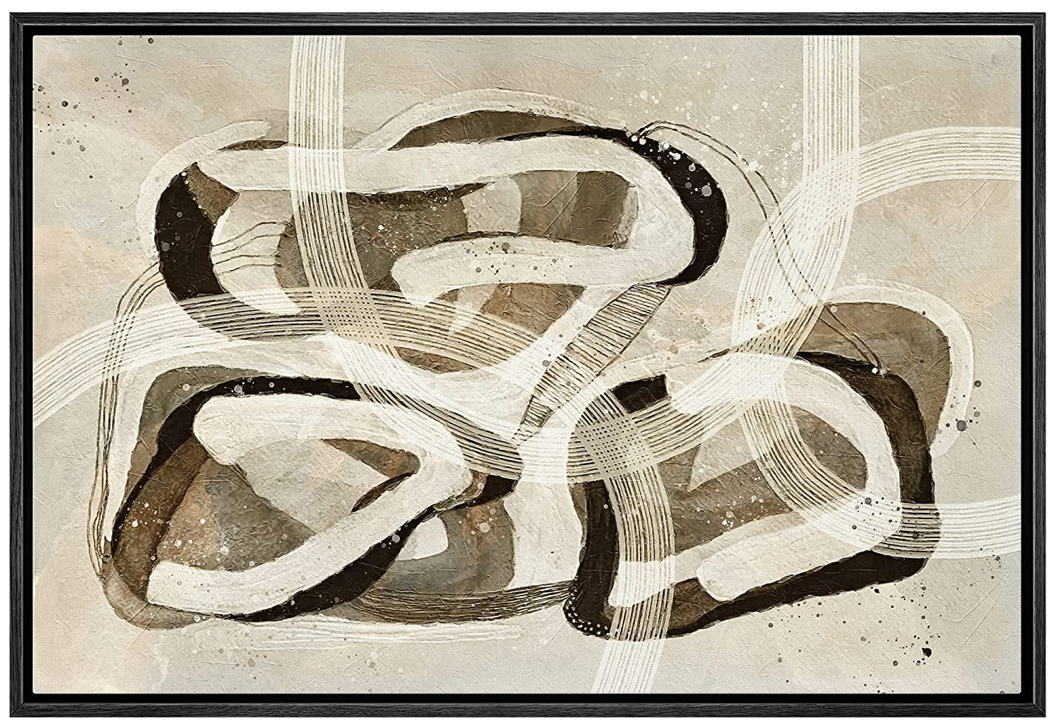 wall26 Framed Canvas Print Wall Art Brown Tan Graffiti Paint Stroke ...