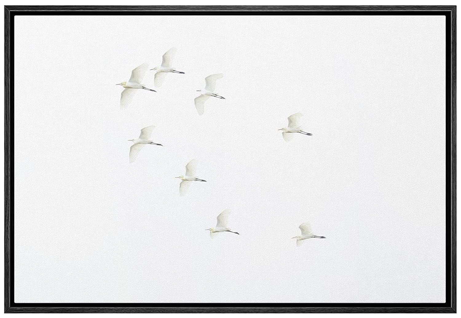 wall26 Framed Canvas Print Wall Art Duotone White Gray Birds Flying in ...