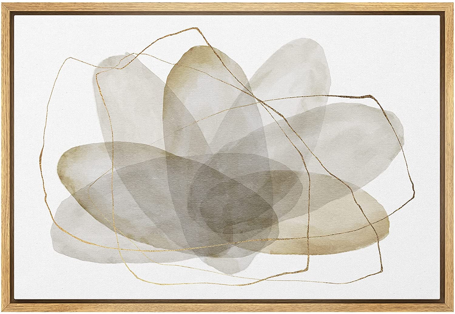wall26 Framed Canvas Print Wall Art Geometric Pastel Gold Polygon ...