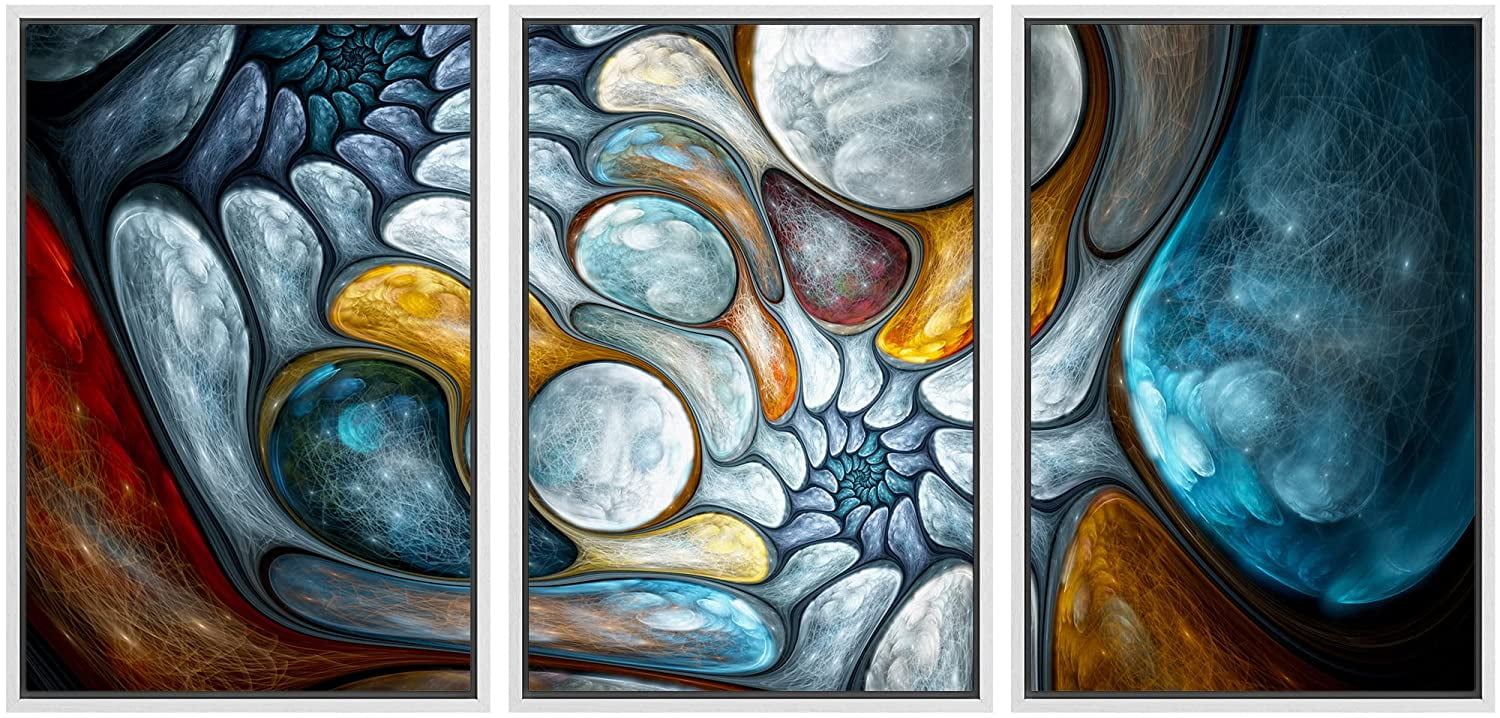 wall26 Framed Canvas Print Wall Art Glowing 3D Oblong Bubble Pattern ...