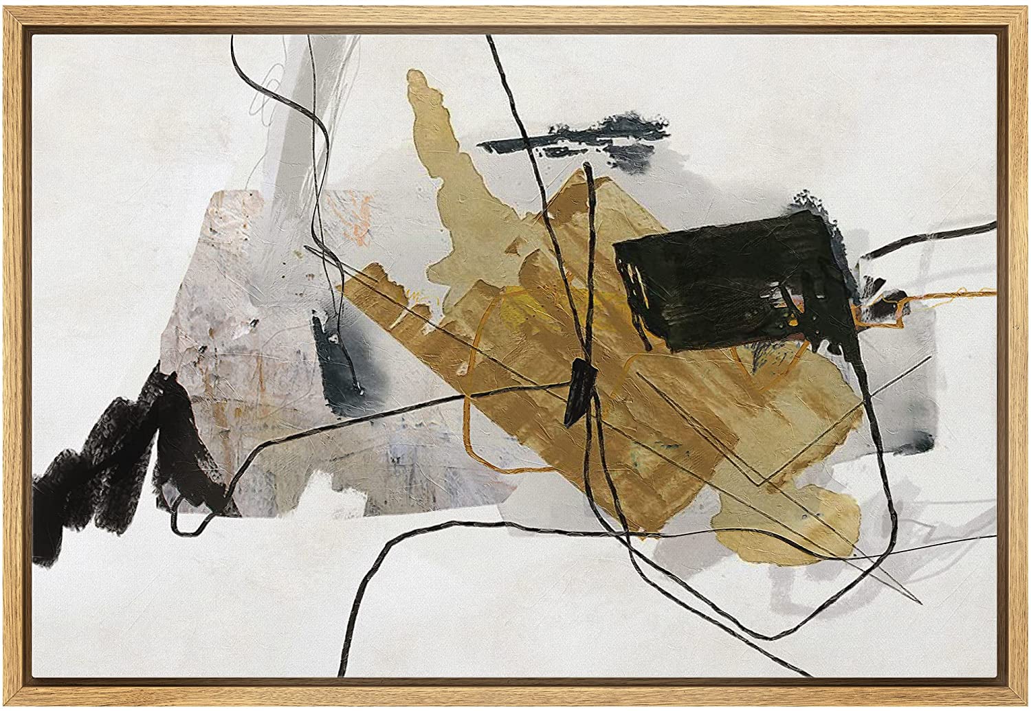 wall26 Framed Canvas Print Wall Art Grunge Pastel Tan Gray Paint ...