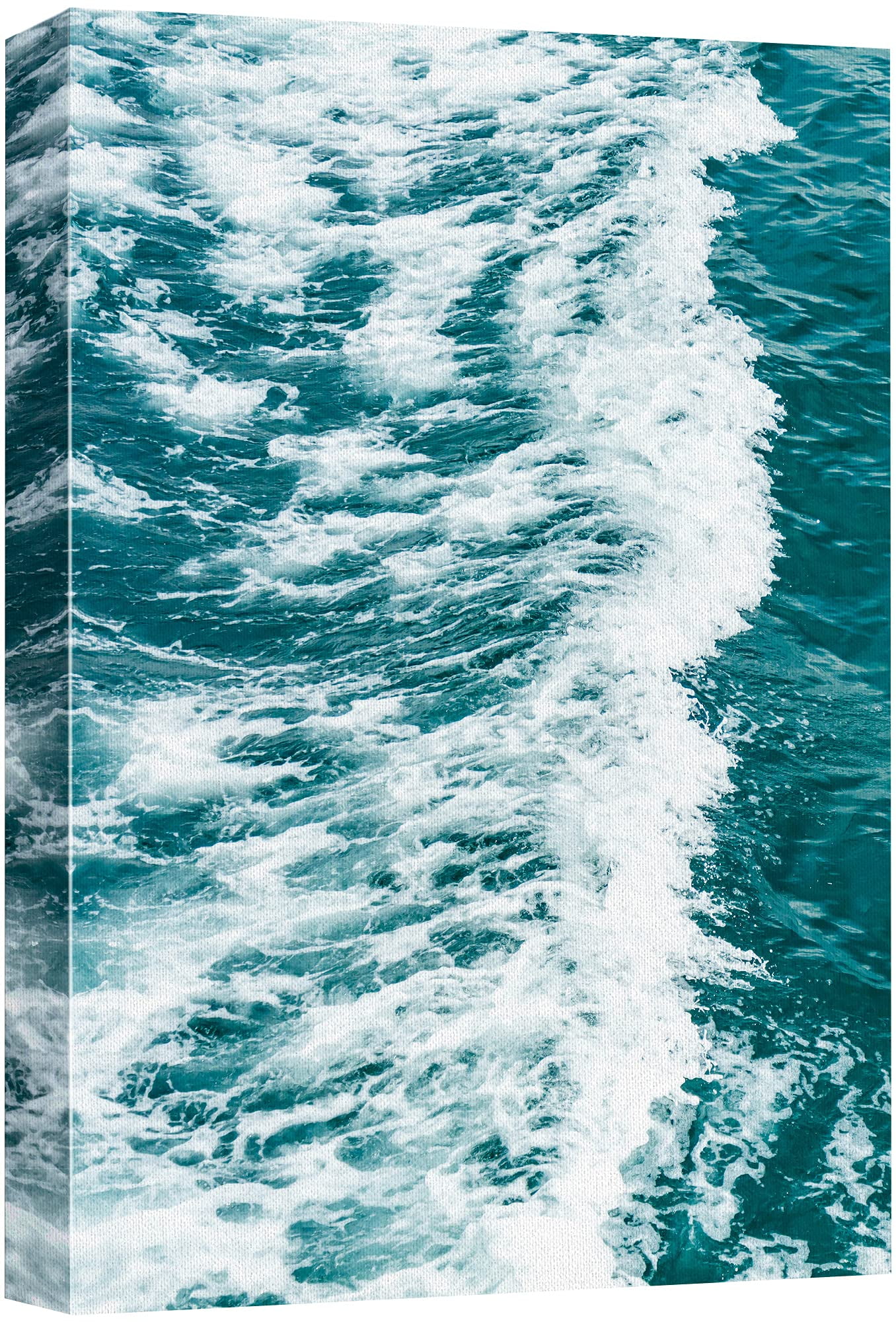 wall26 Framed Canvas Print Wall Art Large Blue Sea Waves with Foam ...