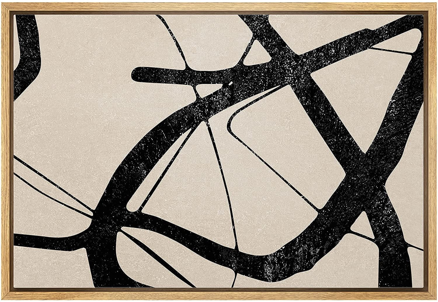 wall26 Framed Canvas Print Wall Art Mid-Century Dark Black Tan Ring ...