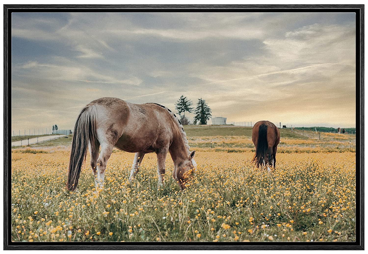 wall26 Framed Canvas Print Wall Art Montana Mountain Valley Horse ...