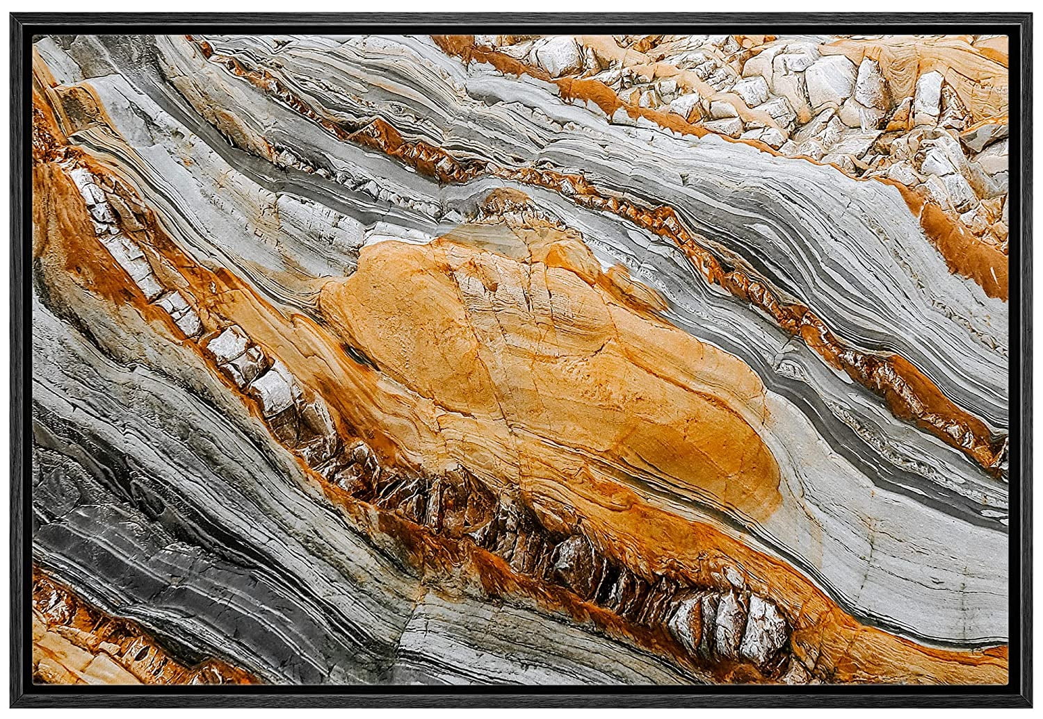 wall26 Framed Canvas Print Wall Art Orange Gray White Gemstone Crystal ...