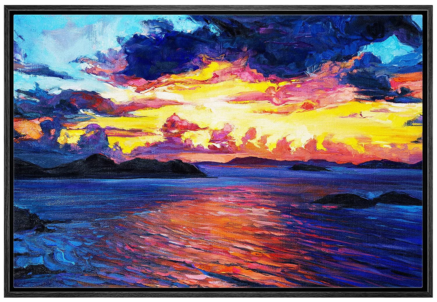 wall26 Framed Canvas Print Wall Art Rainbow Effect Seascape Horizon ...