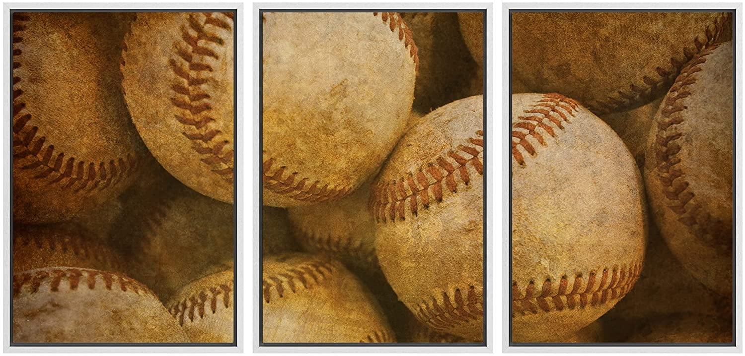 wall26 Framed Canvas Print Wall Art Retro Vintage Antique Baseball ...