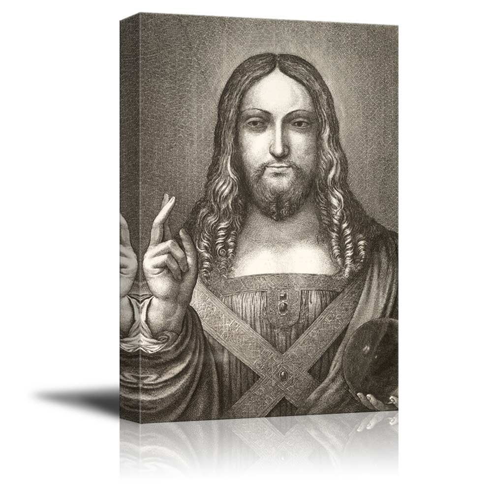 wall26 Framed Canvas Print Wall Art Salvator Mundi by Leonardo da Vinci Historic Cultural ...
