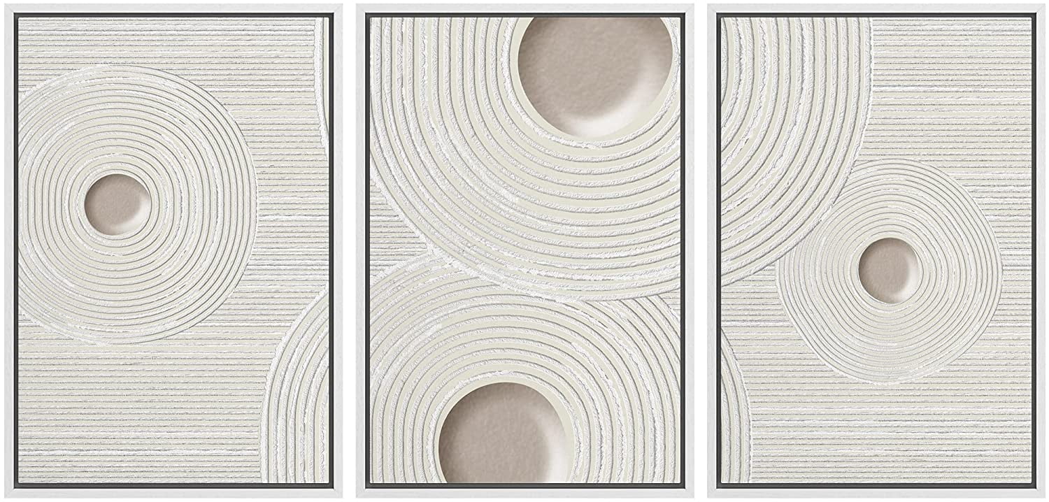 wall26 Framed Canvas Print Wall Art Set 3D Geometric Spiral Ring ...