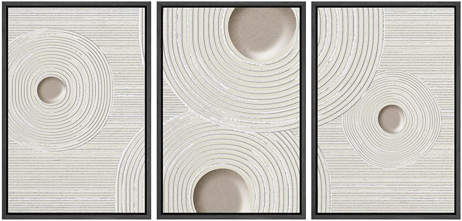 wall26 Framed Canvas Print Wall Art Set 3D Geometric Spiral Ring ...