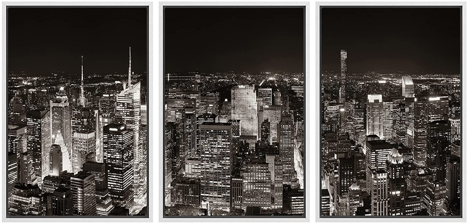 wall26 Framed Canvas Print Wall Art Set Aerial View of New York City ...