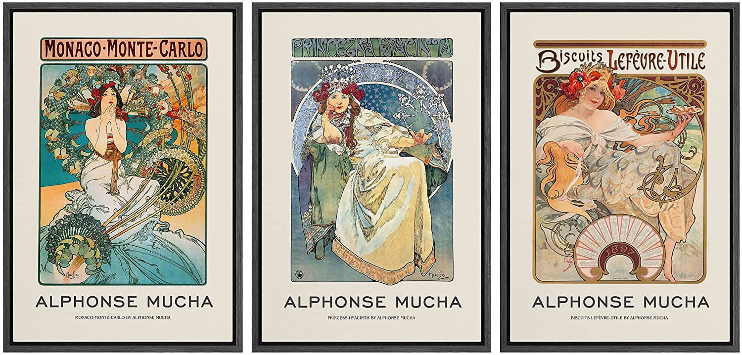 wall26 Framed Canvas Print Wall Art Set Alphonse Mucha Art Nouveau ...