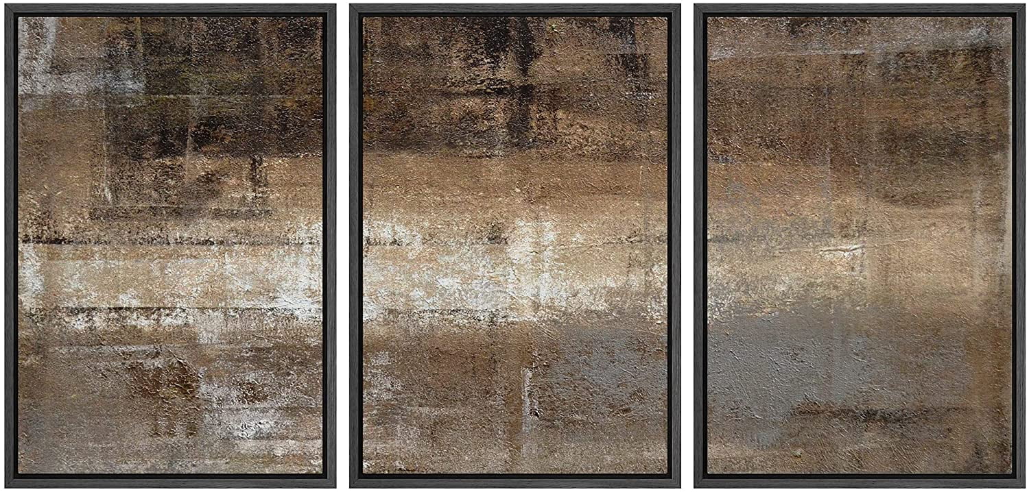 wall26 Framed Canvas Print Wall Art Set Bown & White Faded Grunge Color ...