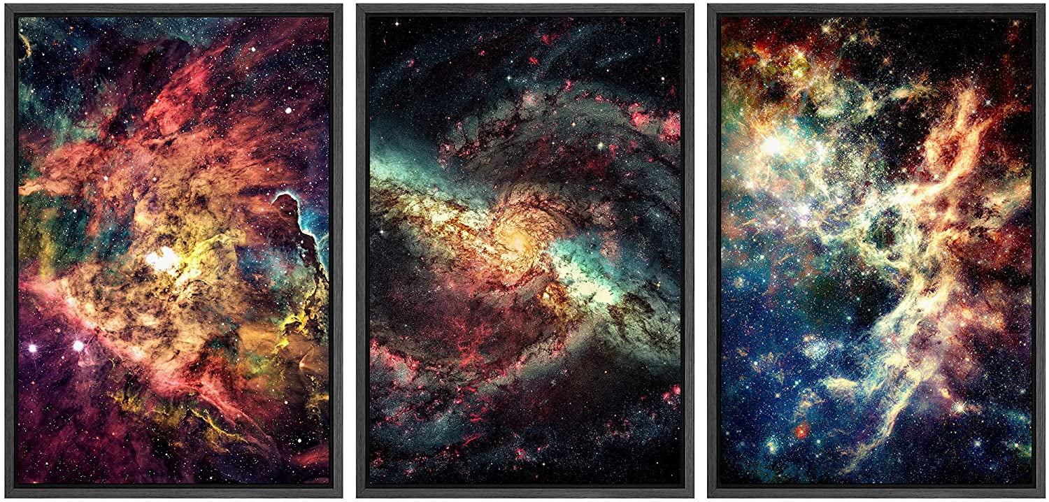 wall26 Framed Canvas Print Wall Art Set Colorful Star Galaxy Nebula ...