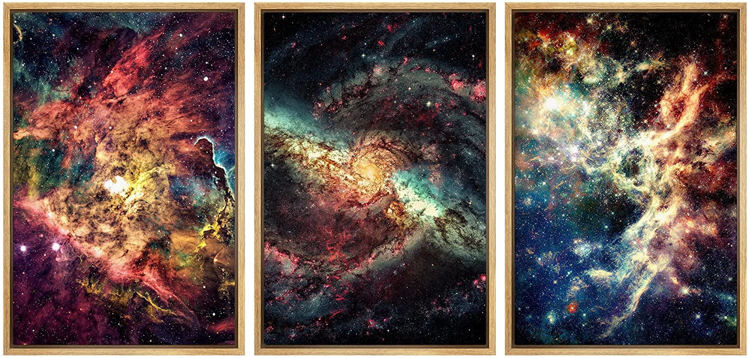 wall26 Framed Canvas Print Wall Art Set Colorful Star Galaxy Nebula ...