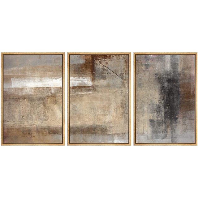 wall26 Framed Canvas Print Wall Art Set Faded Grunge Black & Brown ...