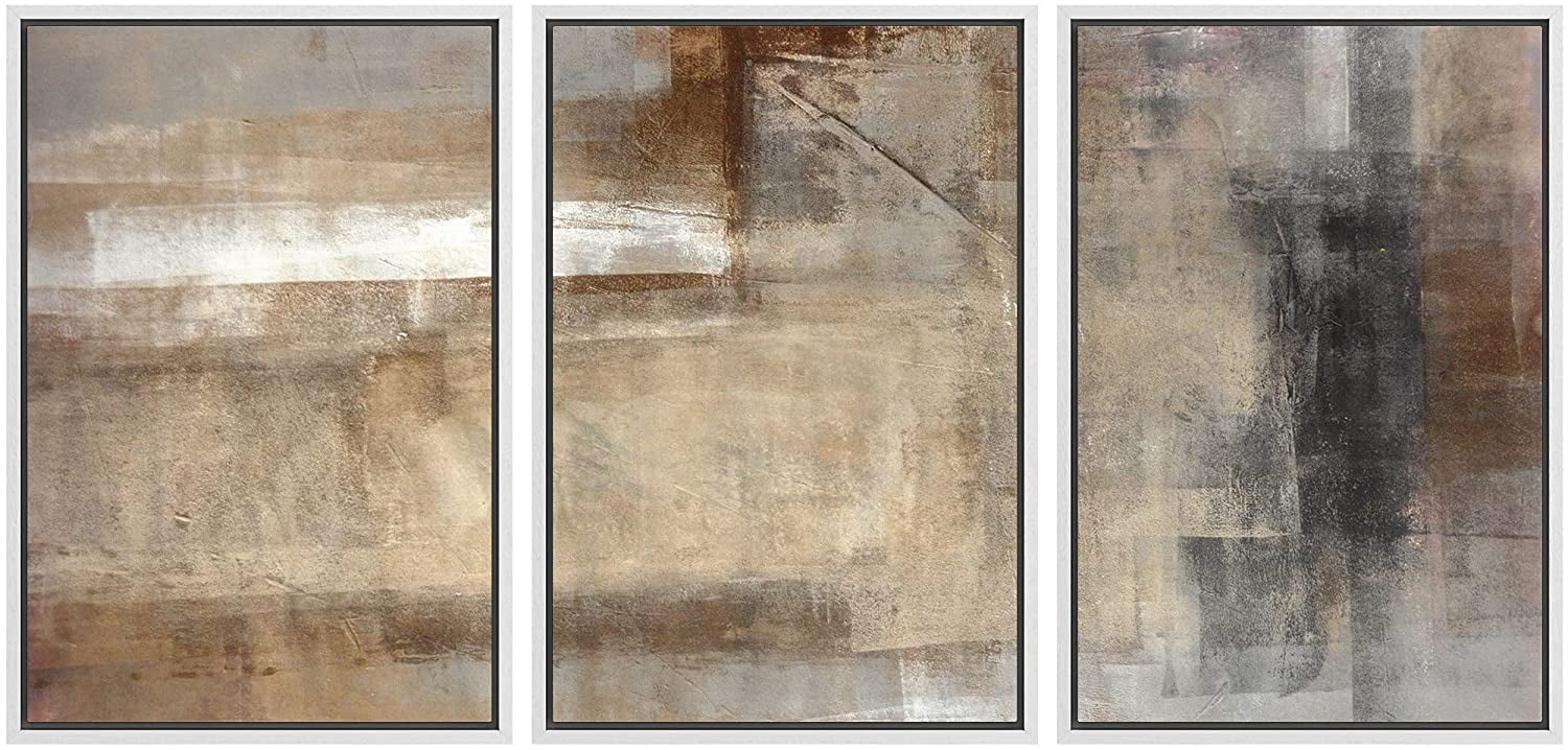 wall26 Framed Canvas Print Wall Art Set Faded Grunge Black & Brown ...