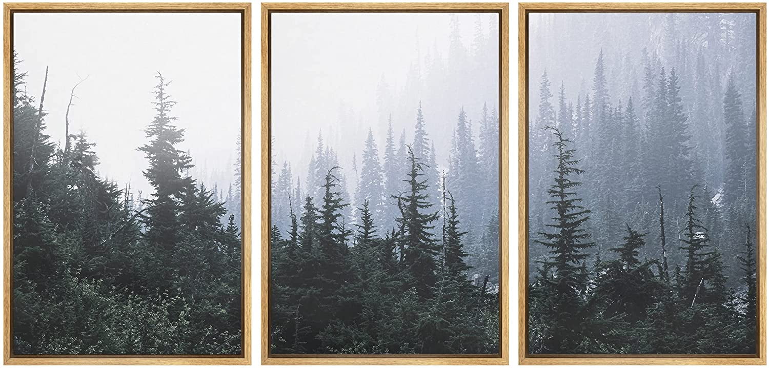 wall26 Framed Canvas Print Wall Art Set Film Grain Pine Forest in The ...