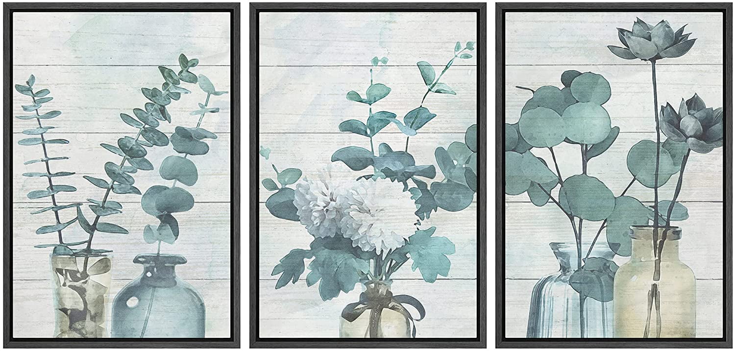 wall26 Framed Canvas Print Wall Art Set Forest Fern Leaf Trio Floral ...