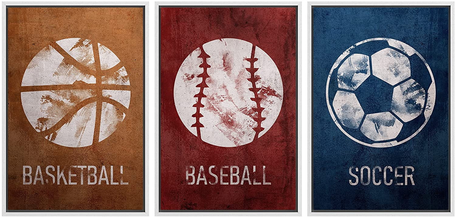 wall26 Framed Canvas Print Wall Art Set Graffiti Basketball Baseball ...