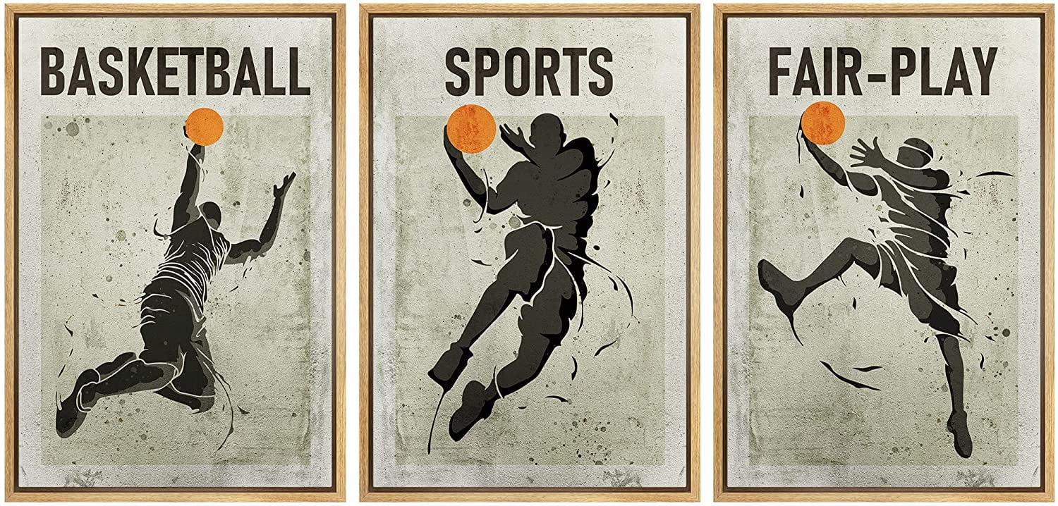 wall26 Framed Canvas Print Wall Art Set Graffiti Street Basketball ...