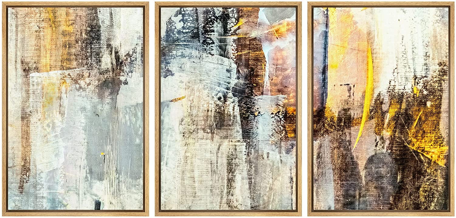 wall26 Framed Canvas Print Wall Art Set Grunge Calico Minimal Paint ...