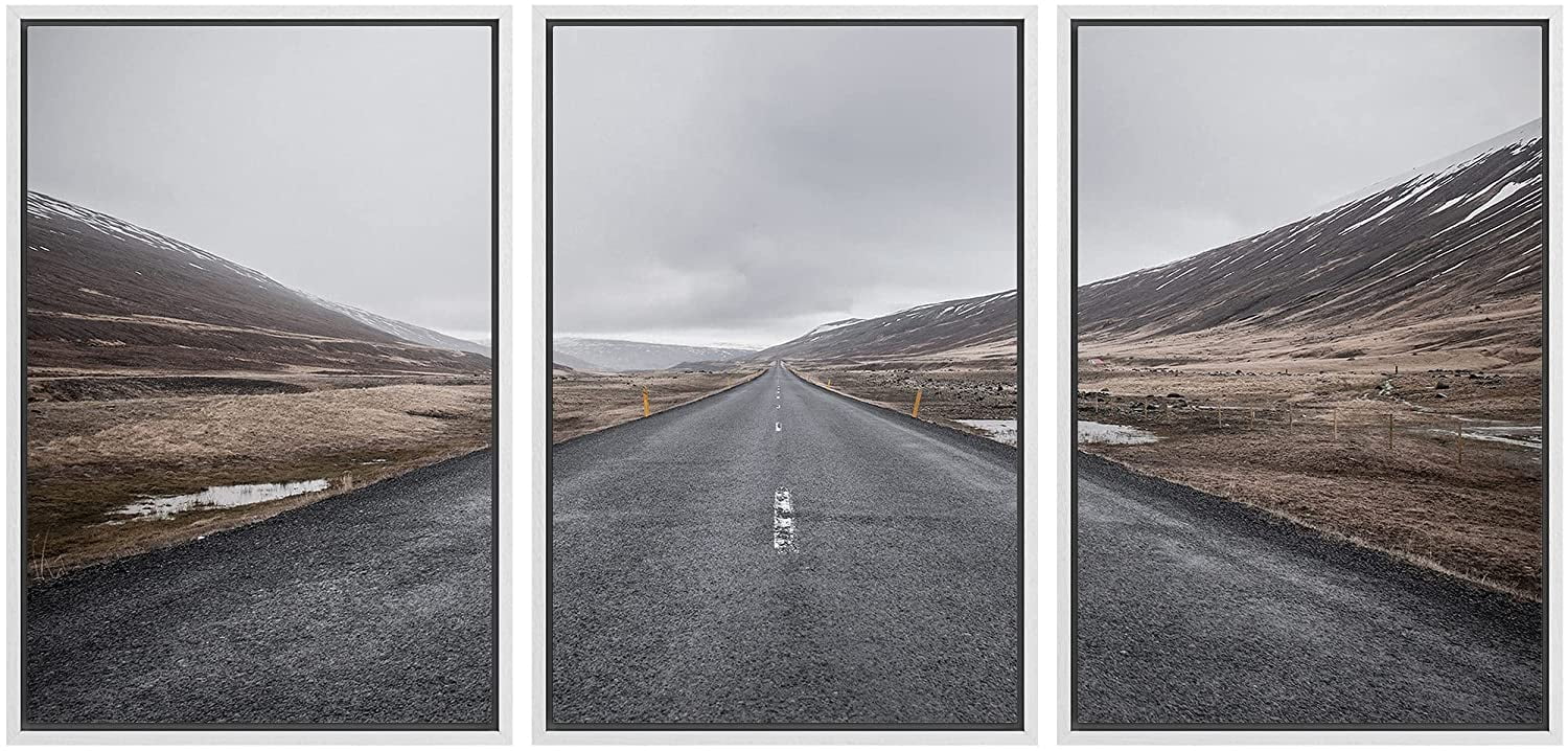 wall26 Framed Canvas Print Wall Art Set Highway Through The Mountain ...