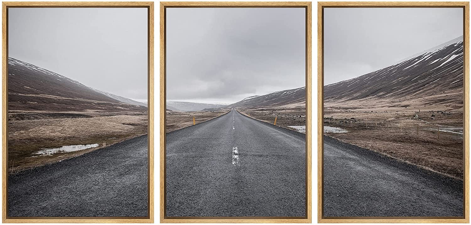 wall26 Framed Canvas Print Wall Art Set Highway Through The Mountain ...