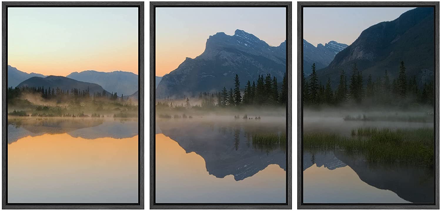 wall26 Framed Canvas Print Wall Art Set Mountain Range & Forest ...