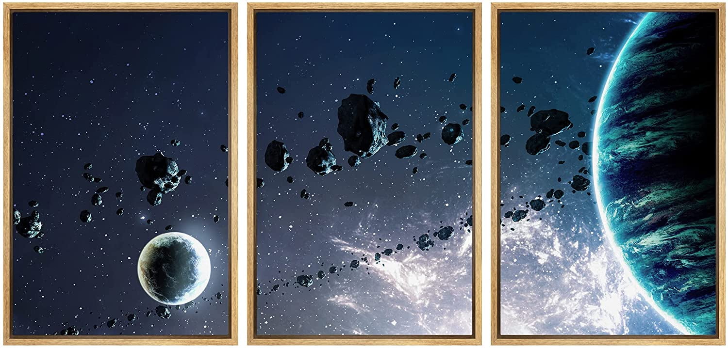 wall26 Framed Canvas Print Wall Art Set Neon Starlight Blue Galaxy ...