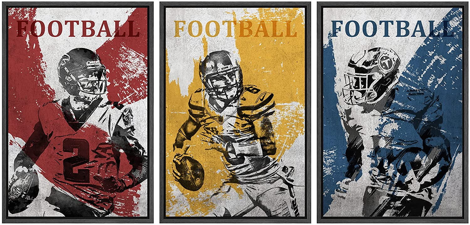 wall26 Framed Canvas Print Wall Art Set Paint Stroke Graffiti Football ...