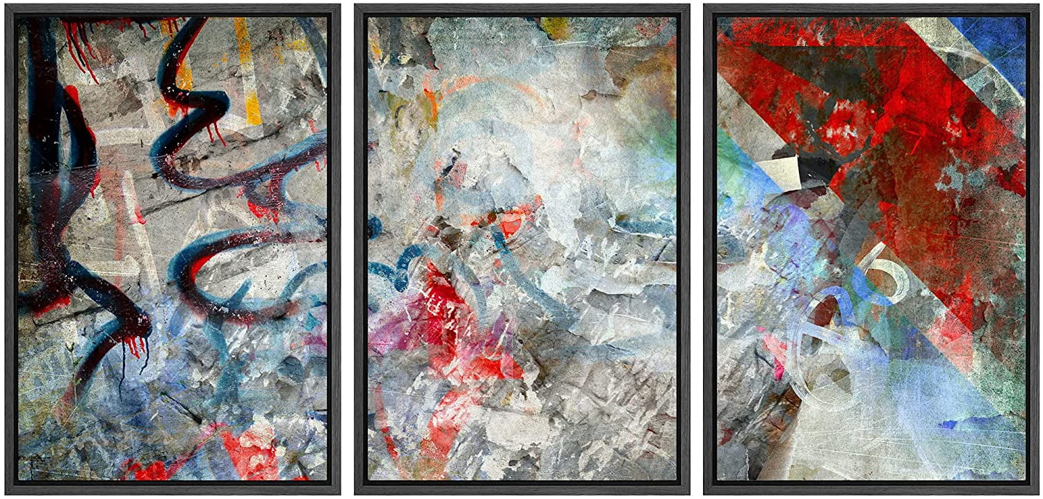 wall26 Framed Canvas Print Wall Art Set Rainbow Graffiti & Street Art ...