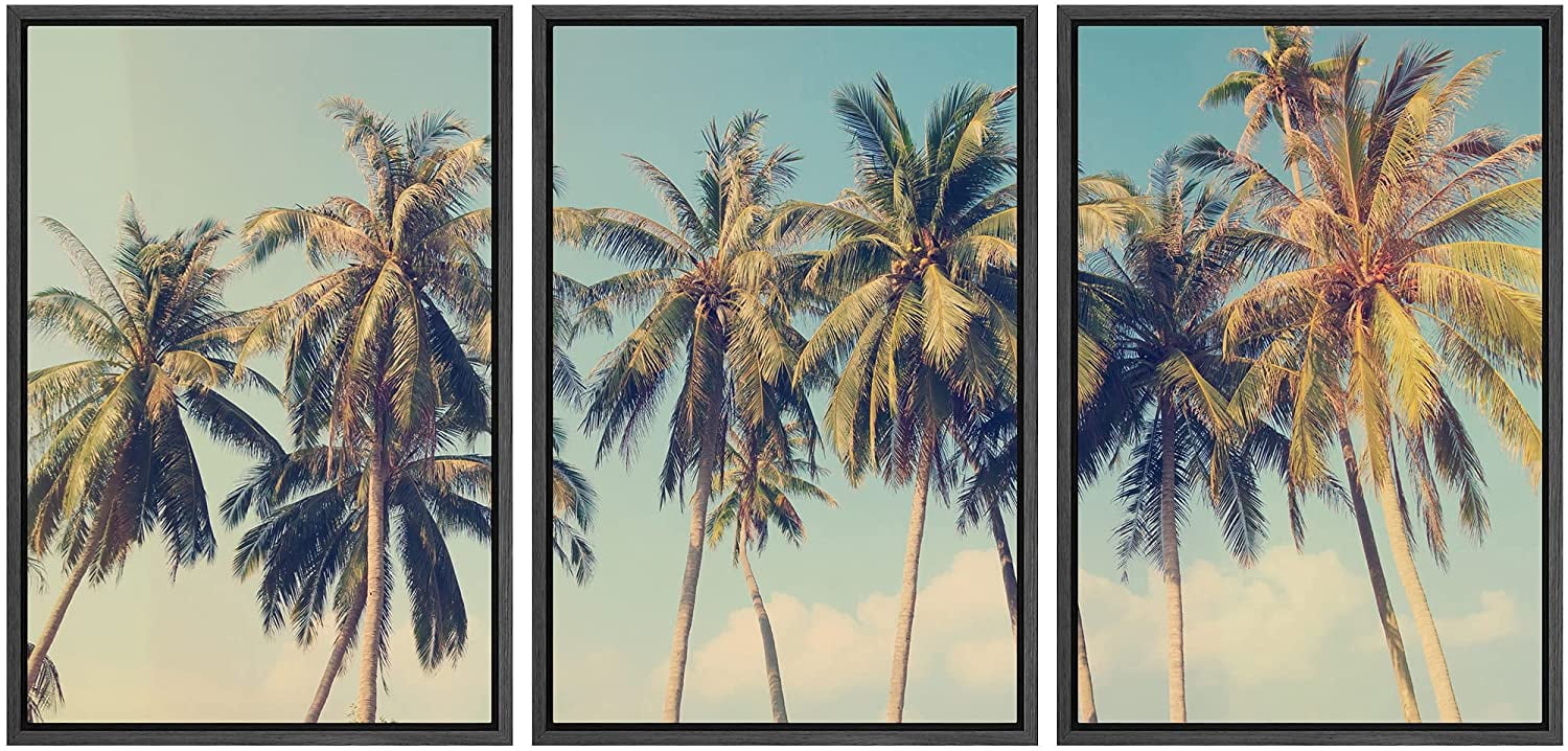 wall26 Framed Canvas Print Wall Art Set Row of California Palm Trees ...