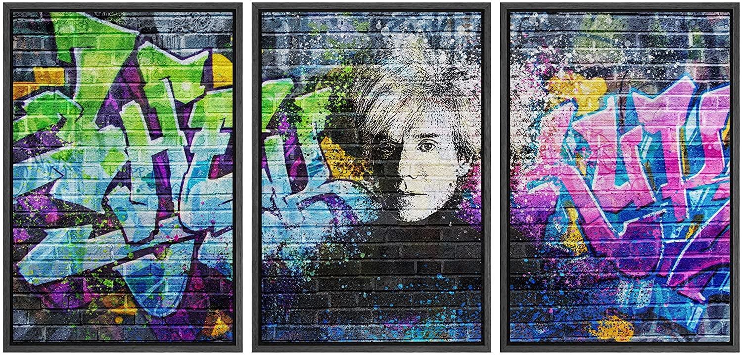 wall26 Framed Canvas Print Wall Art Set Spray Paint Style Andy Warhol ...