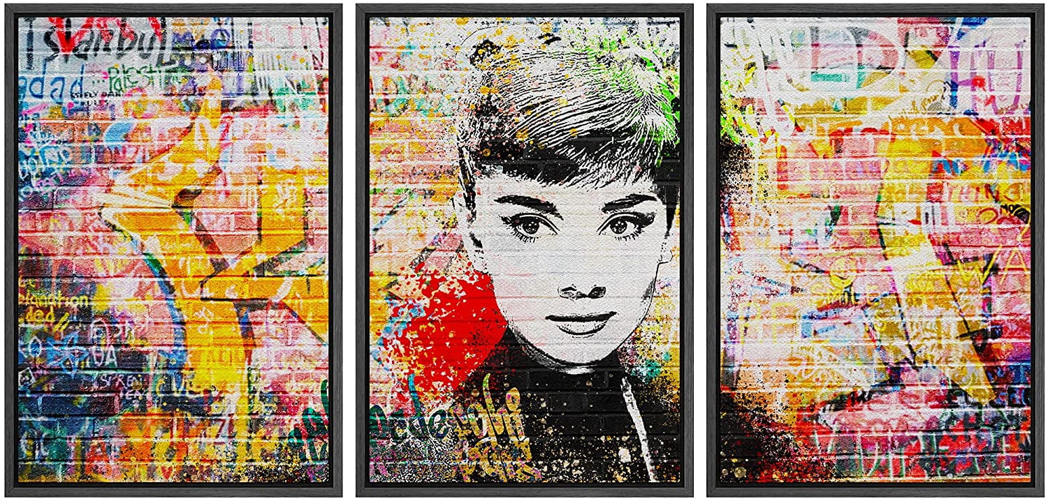wall26 Framed Canvas Print Wall Art Set Spray Paint Style Audrey ...