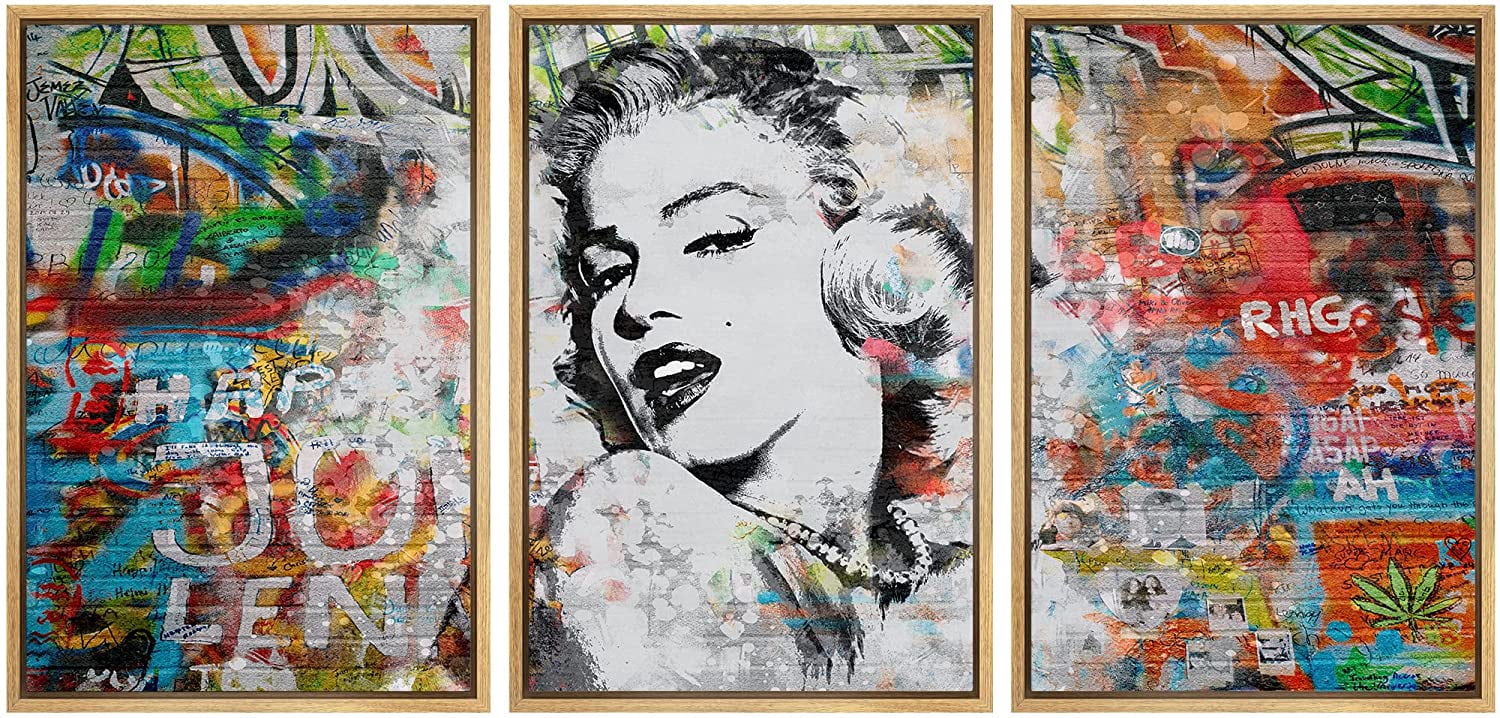 wall26 Framed Canvas Print Wall Art Set Spray Paint Style Marilyn ...