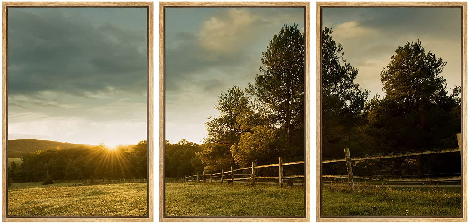 wall26 Framed Canvas Print Wall Art Set Sunset on The Green Country ...
