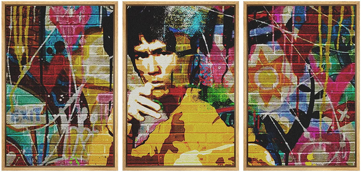 wall26 Framed Canvas Print Wall Art Set Urban High Contrast Bruce Lee ...